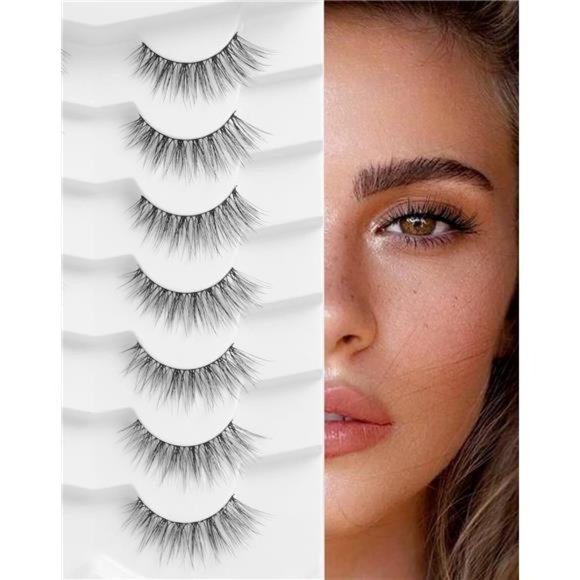 Makeup | Wispy Lashes Natural Flared Eyelashes Soft Fluffy Lashes 7 ...